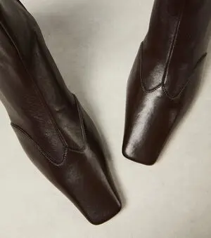 Khaite Nevada Leather Ankle Boots - Brown