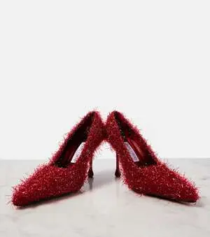 JIMMY CHOO Ixia 95 Tinsel Pumps - Red
