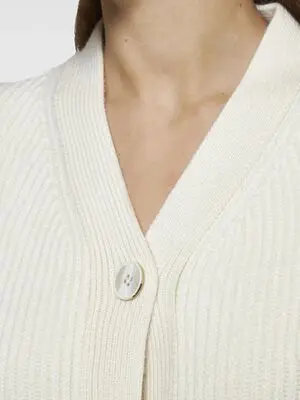 JIL SANDER Ribbed Cardigan With Voluminous Sleeves
