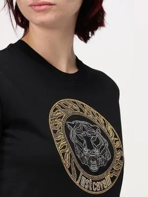 Just Cavalli T-shirt With Embellished Tiger Graphic - Black
