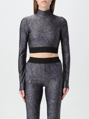 Just Cavalli Cropped High Neck Long Sleeve Top - Grey