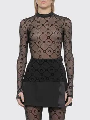 MARINE SERRE Printed Mesh Top - Black