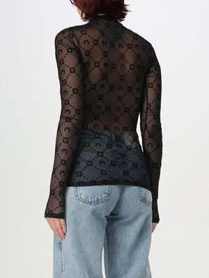 MARINE SERRE Printed Mesh Top - Black