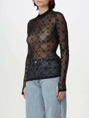 MARINE SERRE Printed Mesh Top - Black