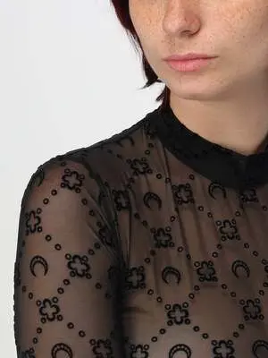 MARINE SERRE Printed Mesh Top - Black