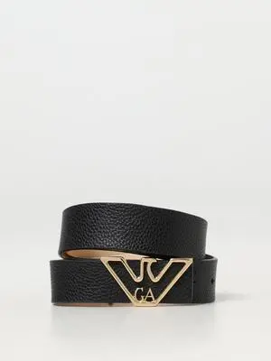 Emporio Armani Grained Faux Leather Belt - Black