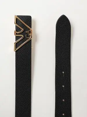 Emporio Armani Grained Faux Leather Belt - Black