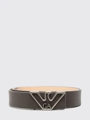 Emporio Armani Emporio Armani Grained Faux Leather Belt Grey