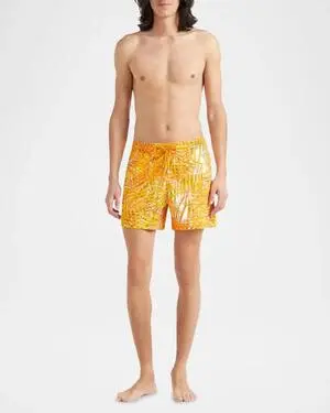 Vilebrequin Palm Leaves Print Swim Shorts - Mango