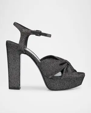 JIMMY CHOO 120mm Heloise Glitter Knot Platform Sandals