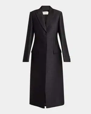 THE ROW THE ROW Drusille Chevron Jacquard Long Coat - Black