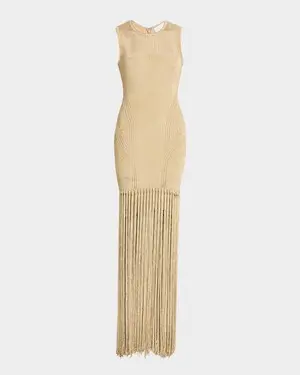 slim fit dress slacks Hayley Paige Liquid Metallic Gold Maxi Formal Dress