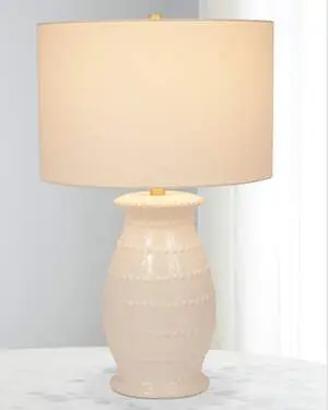 OLD WORLD DESIGN Caleb Ceramic Table Lamp With Linen Shade - White