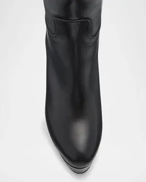 CHRISTIAN LOUBOUTIN 130mm Loo Leather Knee High Boots - Black