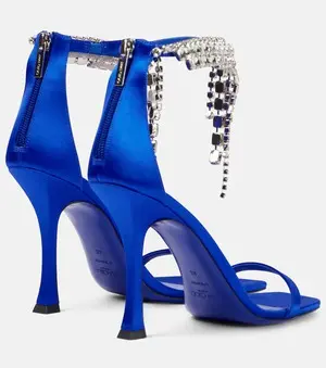JIMMY CHOO Verity 100 Embellished Satin Sandals - Blue