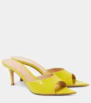 GIANVITO ROSSI Pat 70 Leather Mules - Yellow