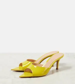 GIANVITO ROSSI Pat 70 Leather Mules - Yellow