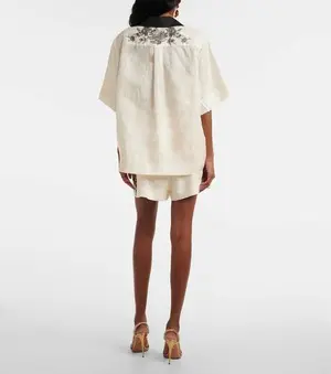 Zimmermann Floral Linen Bowling Shirt - White
