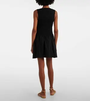 Faithfull The Brand Shirred Cotton Minidress - Black