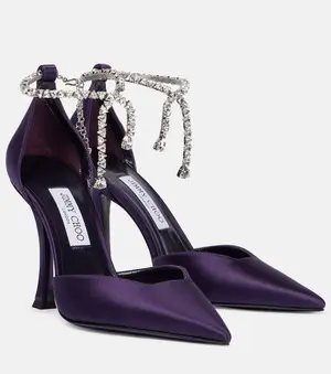 JIMMY CHOO Stevie 100 Embellished Satin Pumps