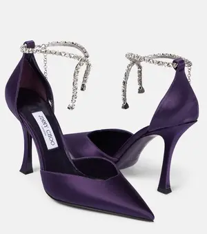JIMMY CHOO Stevie 100 Embellished Satin Pumps