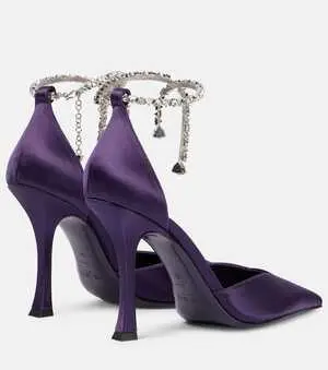 JIMMY CHOO Stevie 100 Embellished Satin Pumps