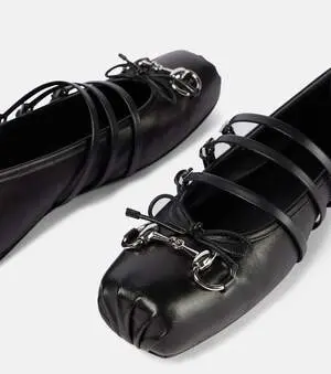 Gucci Horsebit Leather Ballet Flats