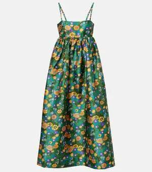 ALEMAIS Printed Open-back Midi Dress