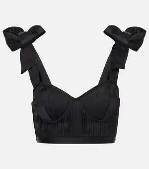 Poupette St Barth Carla Halterneck Crop Top - Black
