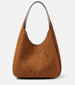 Stella McCartney Logo Faux Suede Tote Bag Brown