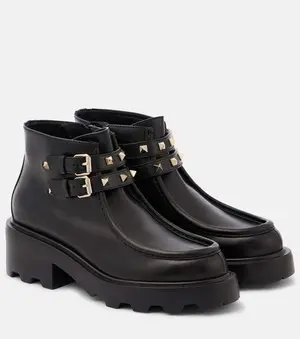 Valentino Garavani Rockstud Leather Ankle Boots