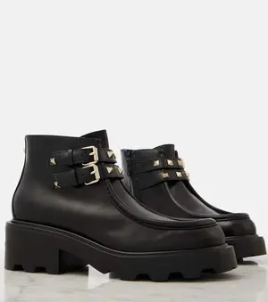 Valentino Garavani Rockstud Leather Ankle Boots