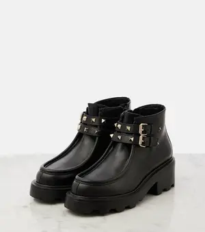 Valentino Garavani Rockstud Leather Ankle Boots