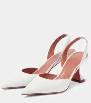 Amina Muaddi Holli 70 Leather Slingback Pumps