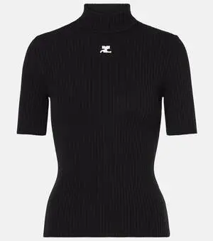 COURREGES Re-edition Ribbed-knit Top - Black