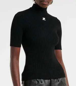 COURREGES Re-edition Ribbed-knit Top - Black