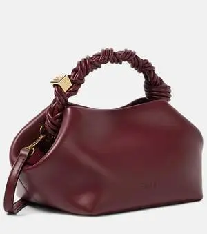 GANNI Bou Small Leather Top-handle Bag - Burgundy