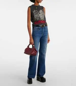GANNI Bou Small Leather Top-handle Bag - Burgundy