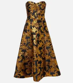 Etro Strapless Metallic Jacquard Maxi Dress