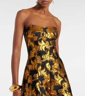 Etro Strapless Metallic Jacquard Maxi Dress