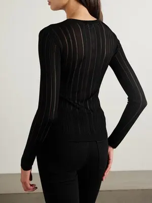 FRAME Ribbed-knit Henley Top