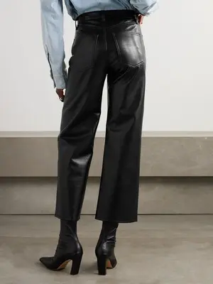 AGOLDE Ren Cropped High-rise Wide-leg Recycled Leather-blend Pants