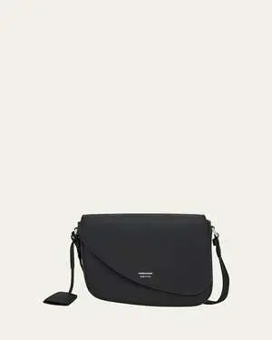 FERRAGAMO Fiamma Leather Shoulder Bag - Nero