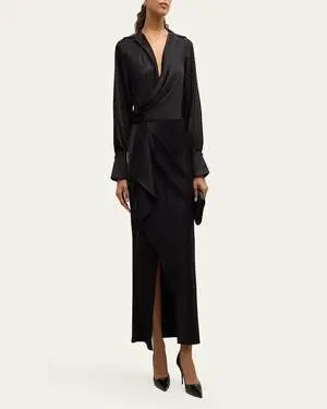 Simkhai Talita Drape-front Midi Dress