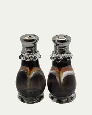 GLASS ACT Feather Black/amber Salt And Pepper Shakers - Multi