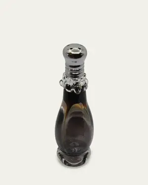 GLASS ACT Feather Black/amber Salt And Pepper Shakers