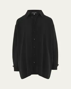 Eskandar Slim A-line Back Pleat Shirt - Black