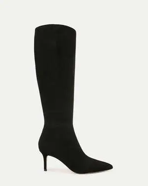 Veronica Beard Lisa Mid-Heel Boots Black Suede