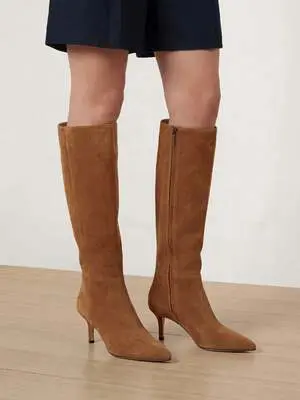 Veronica Beard Lisa Mid-heel Boots - Chestnut
