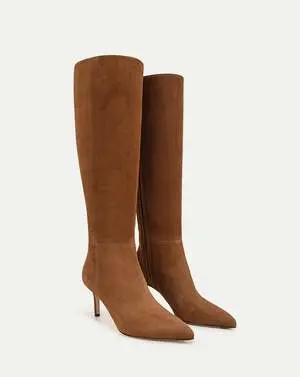 Veronica Beard Lisa Mid-heel Boots - Chestnut